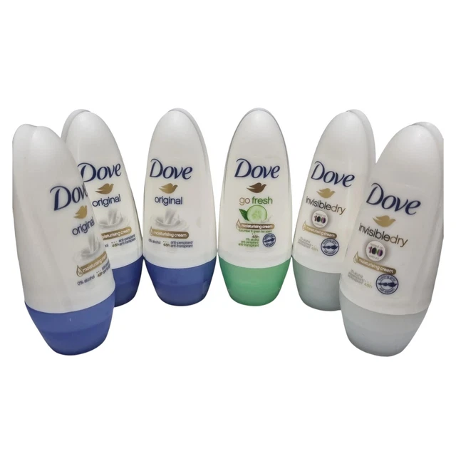 DOVE ROLL ON Deodorant 48H Antiperspirant 0% Alcohol Mixed Pack 6x ...