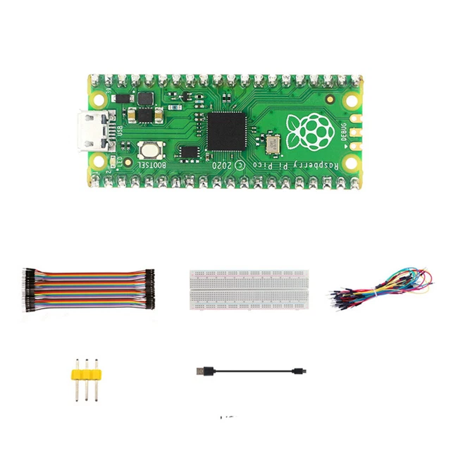 RASPBERRY PI PICO Kit Soldered Board Breadboard Dupont USB Cable Header ...