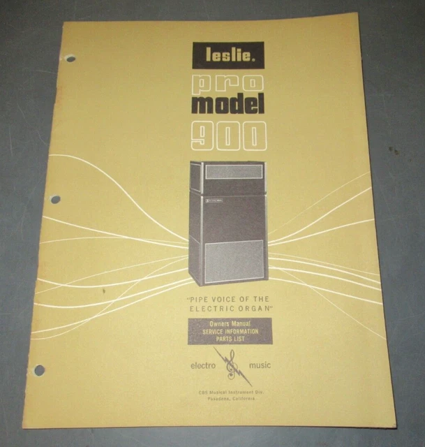 ORIGINAL LESLIE PRO Model 900 Speaker Service Owner's Manual $25.00 ...