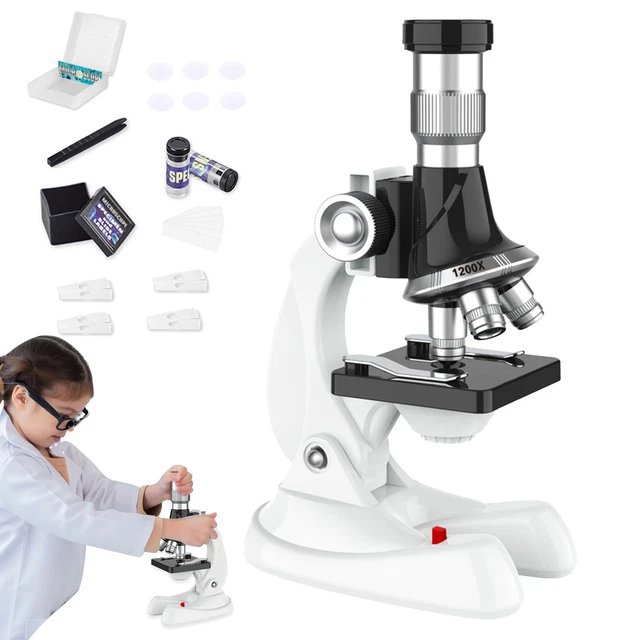 KID SCIENCE BIOLOGICAL 100x 600x 1200x Microscope Set Lab With LED ...