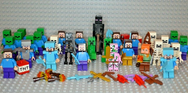 LEGO MINECRAFT MINIFIGURES - Steve Alex Zombie Enderman Weapons - New ...