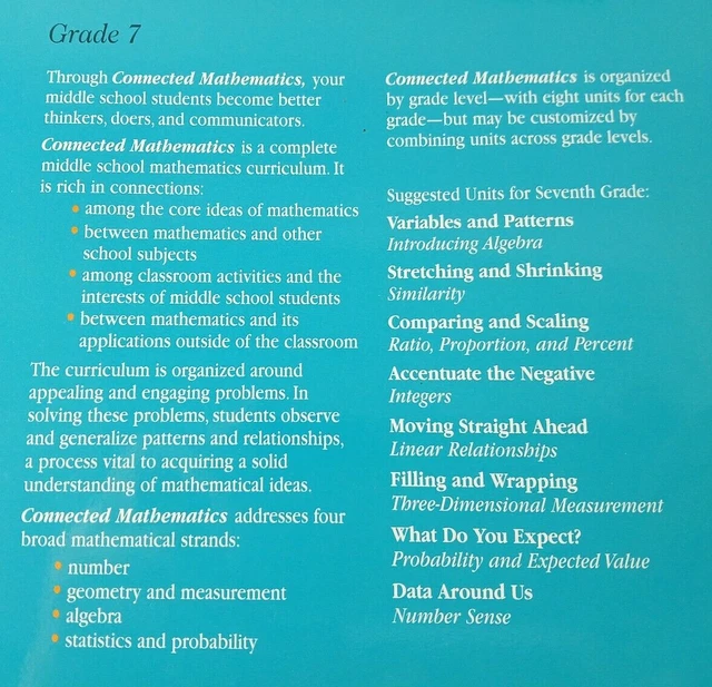 CONNECTED MATHEMATICS TEACHER GUIDE PACKAGE Grade 7 Algebra Geometry ...