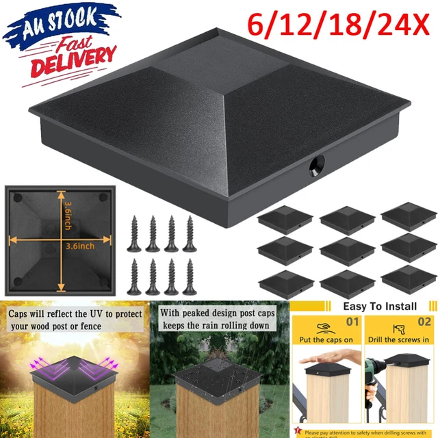 12/24PCS FENCE POST Caps Flat Top Pyramid Square Stair Handrail Post ...