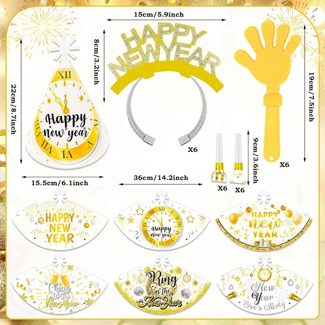 2026 NEW YEAR'S Eve Party Supplies with News Years Cone Hats Paper ...