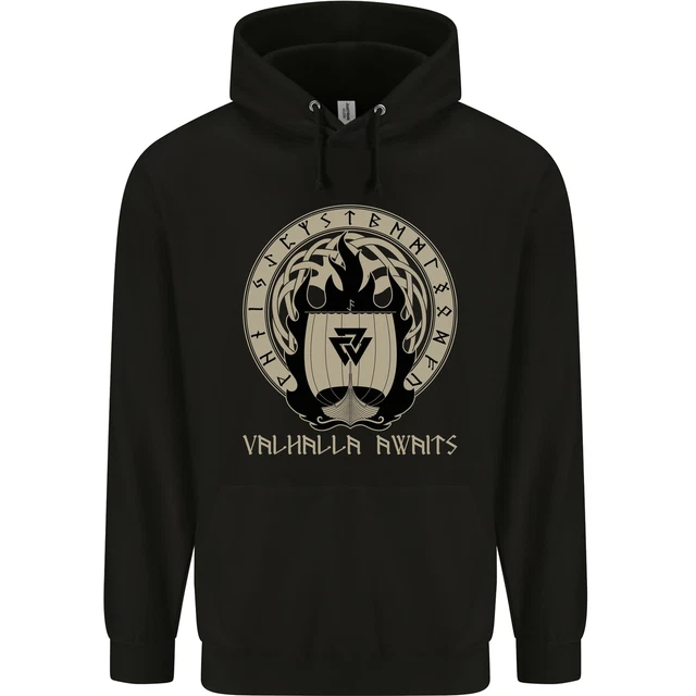 WIKINGER WALHALLA ERWARTET Valknut Symbol Odin Herren 80% Baumwolle Kapuzen EUR 30,95 - PicClick DE