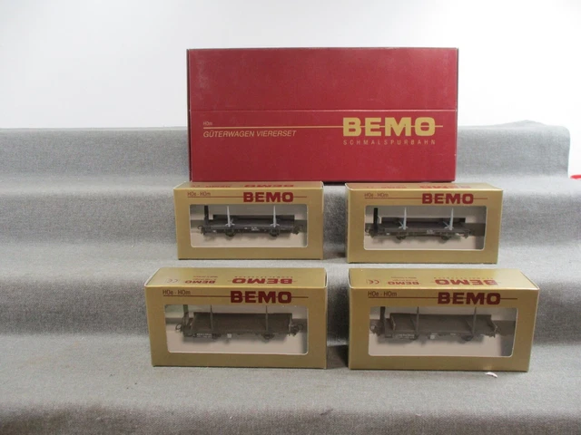 BEMO SPUR H0M 7484 100 Güterwagen Set Rungenwagen 4-teilig unbespielt ...