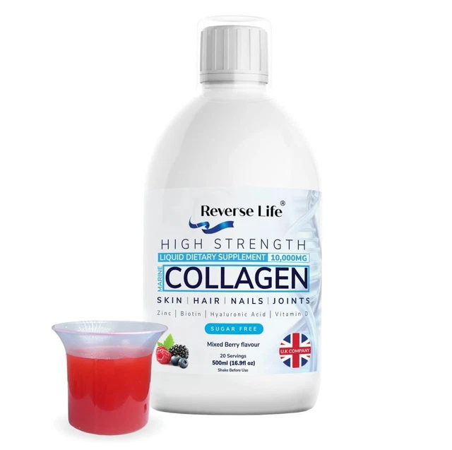 REVERSE LIFE MARINE Collagen Liquid Supplement Drink High-Strength 10 ...