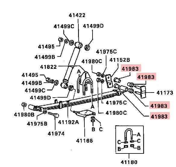 REAR LEAF SPRING Swinging Shackle Bushes Mitsubishi Pajero L041G Mk1 2. ...