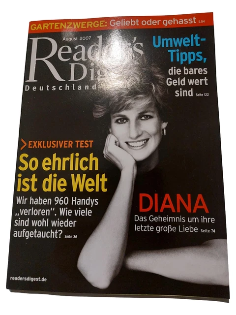 READER'S DIGEST AOÛT 2007 Magazine Lady Diana Honnêteté EUR 2,95 ...