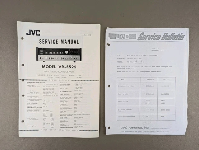 JVC MODEL VR-5525 FM/AM Stereo Receiver Service Manual D-2755 £41.07 ...