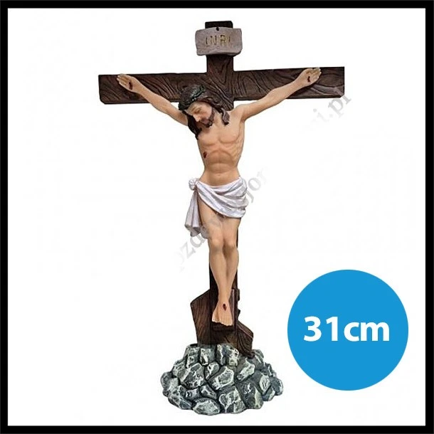 CHRISTIAN CATHOLIC BROWN Resin Table Desk Shelf Cross Crucifix Jesus ...