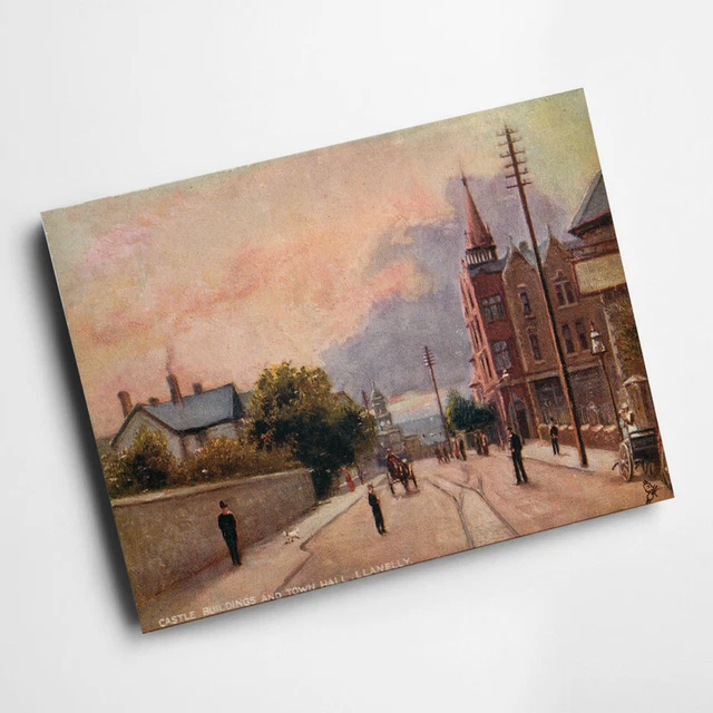 A4 PRINT - Vintage Wales - Castle Buildings and Town Hall, Llanelly EUR ...
