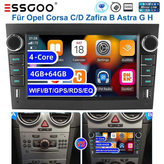 FÜR OPEL CORSA C/D Zafira B Astra G H Android 14 Apple Carplay ...