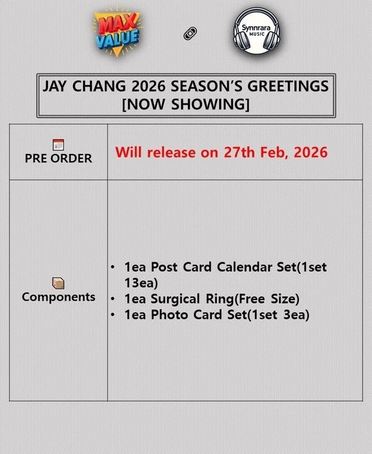 JAY CHANG 2026 SEASON’S GREETINGS [NOW SHOWING] / 13 Calendar+Ring+3 ...