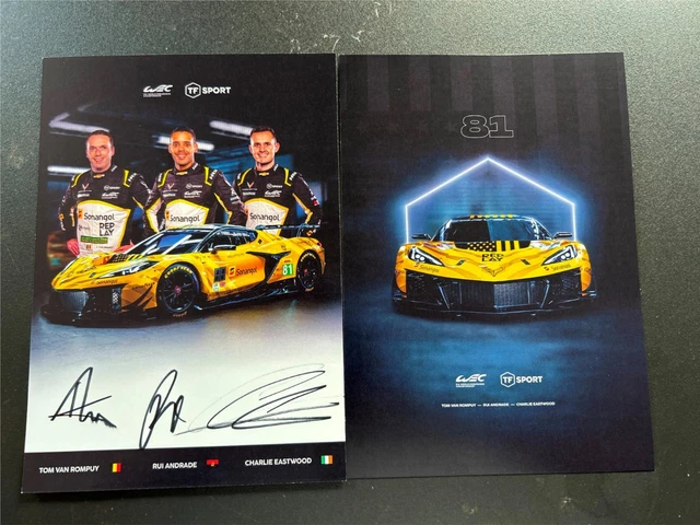SIGNED TEAM CARD Le Mans 24hrs 2025 LMGT3 TF Sport Chevrolet Corvette ...