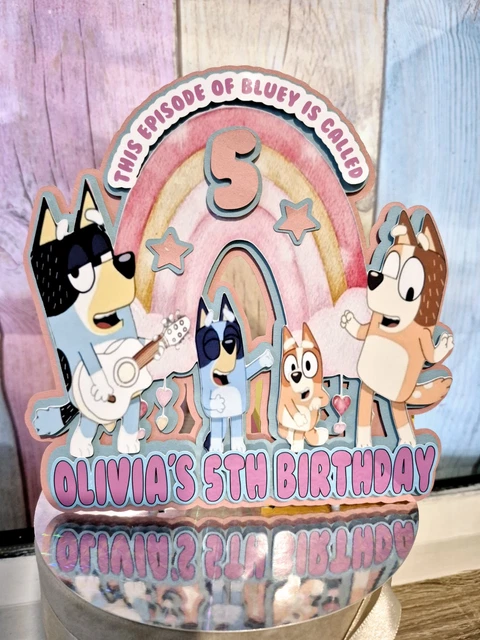 BLUEY FAMILY Cake Topper Birthday Personalised Girls Name Age This ...