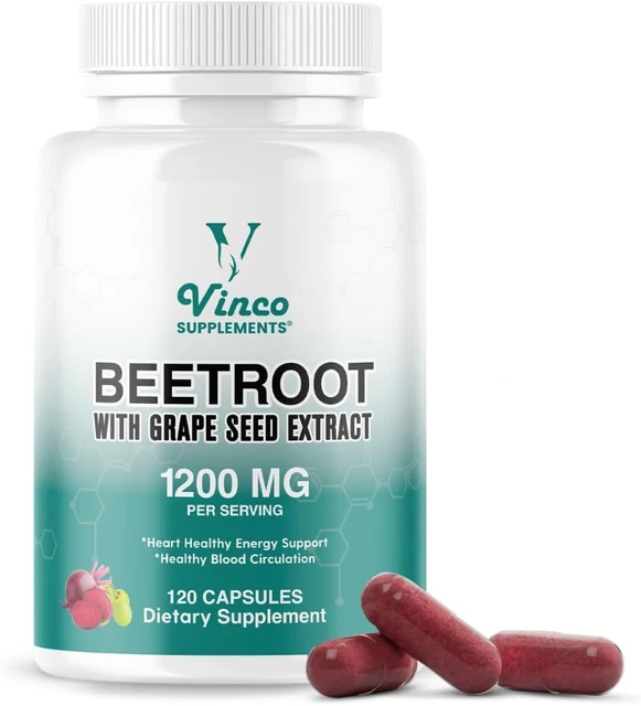 VINCO BEETROOT CAPSULES with Grape Seed Extract 1200mg, 120 Capsules ...