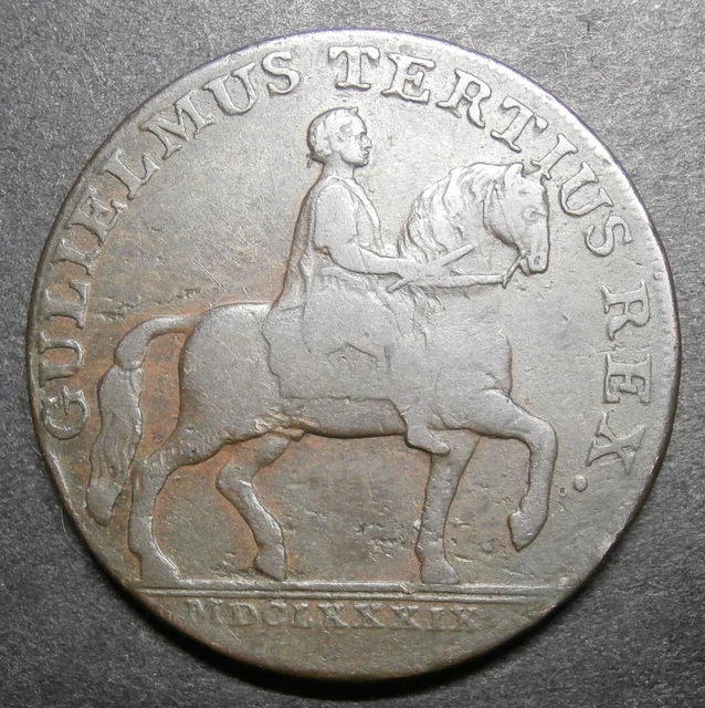 HALFPENNY TOKEN 18TH century - Hull 1791 William III on horse ...