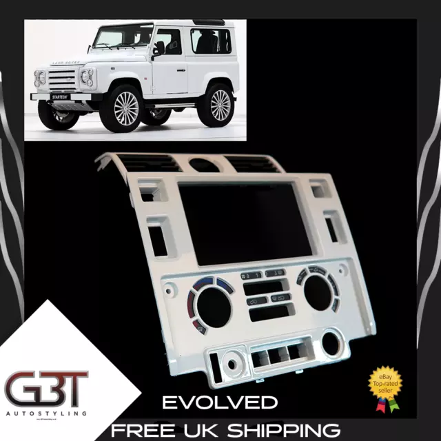 LAND ROVER DEFENDER White double din centre console dash fascia panel ...