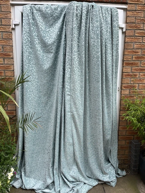 DUNELM BLUE BAY Window Curtains And Helmet Set W40 L107 Inch Damask ...