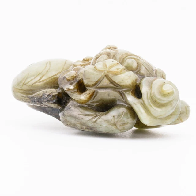 CHINESE JADE RUSSET Green Carved Foo Lion Animal Figurine Qing Republic ...