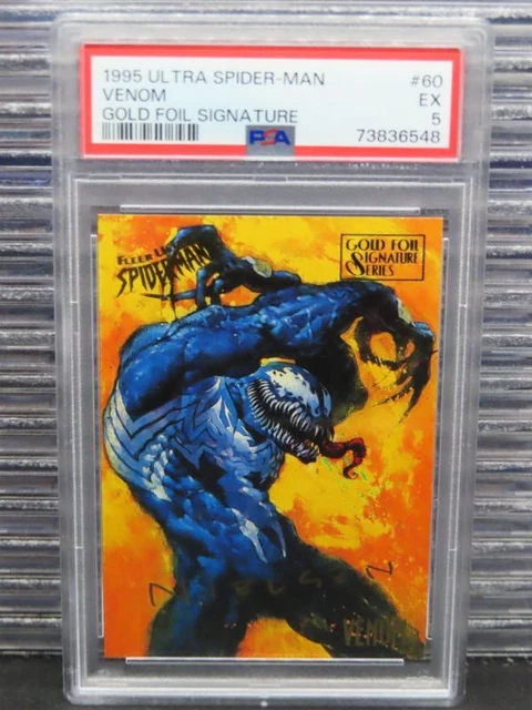 1995 FLEER ULTRA Marvel Spider-Man Venom Gold Foil Signature #60 PSA 5 ...
