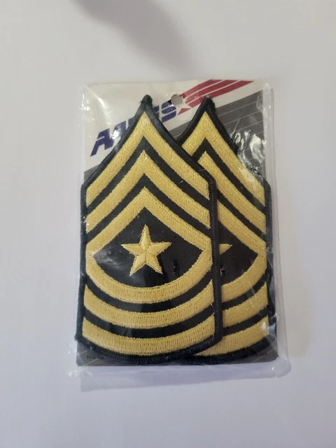 PAIR OF US Army Sergeant Major Military Patch Large AR9 E-9 Patch Green ...