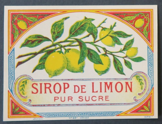 ANCIENNE ÉTIQUETTE CITRON SIROP DE LIMON N° 567 lemon label EUR 7,00 ...