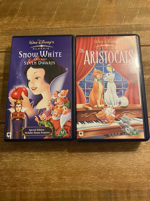BUNDLE OF 4 Disney Blue Box VHS Videos Cinderella 2 Aristocats Snow ...