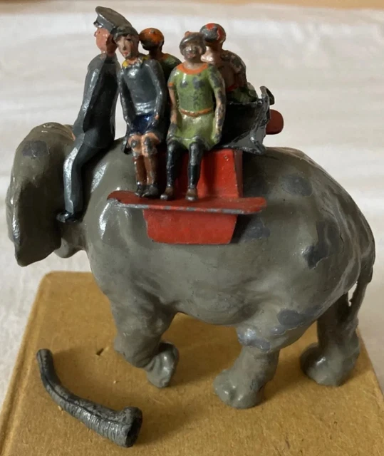 VINTAGE PRE WAR Britains Lead Elephant Ride with Rare Rubber Trunk £125 ...