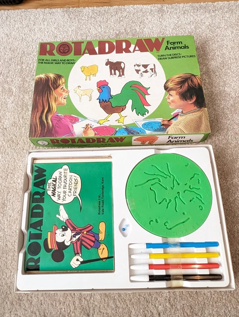 RARE UNUSED ROTADRAW Farm Animals Stencil Drawing Game £30.00 - PicClick UK