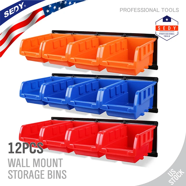 LARGE WALL MOUNTED Storage Bins Parts Organizer Garage Screw Bolt Nut ...