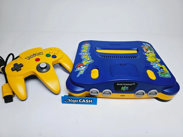 NINTENDO 64 N64 Pokemon Pikachu Blue Yellow Console + Pokemon ...