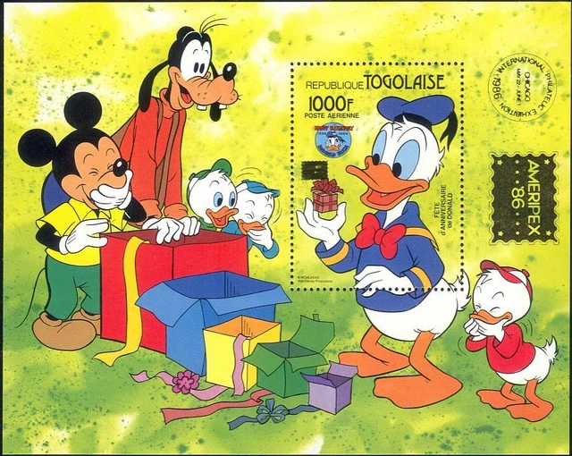 TOGO 1986 WALT Disney/Paperino/Cartoni animati/Animazione/StampEx 1v m ...