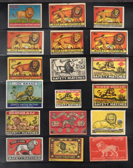 MATCHBOX LABELS EARLY Made in INDIA all different varieties of same ...
