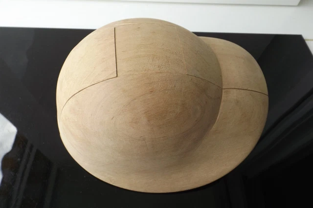 VINTAGE ALTE HUTMACHER Form Hutform, Holzkopf Holz Schieber Cap Militär ...