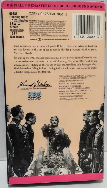KNIGHT WITHOUT ARMOR (VHS, 1937) Marlene Dietrich, Robert Donat *TESTED ...