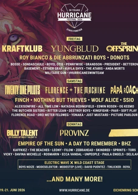 1 TICKET HURRICANE Festival 2026 EUR 130,00 - PicClick DE
