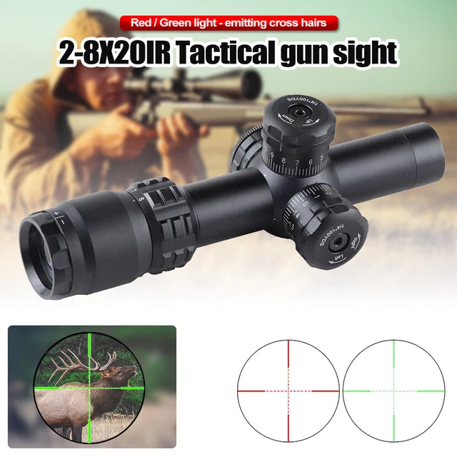 TACTICAL HUNTING RIFLE Scope 2-8x20 Mil-Dot Reticle Red Green ...