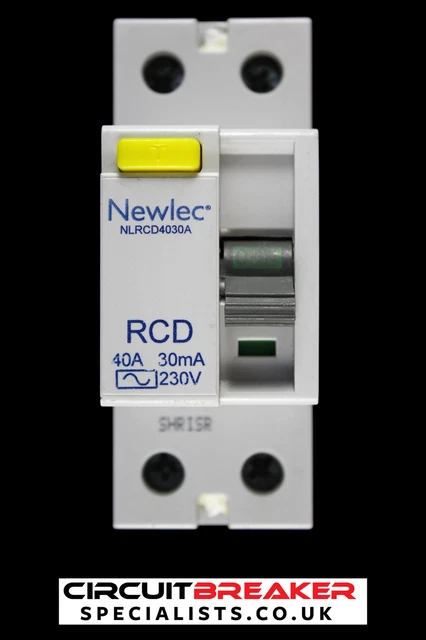 NEWLEC 40 AMP 30mA DOUBLE POLE RCD TYPE AC NLRCD4030A £11.95 - PicClick UK