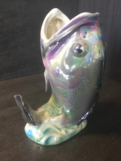 AUSTRALIAN POTTERY WEMBLEY Dhufish Fish Vase Lustre Glaze Ceramic $150. ...