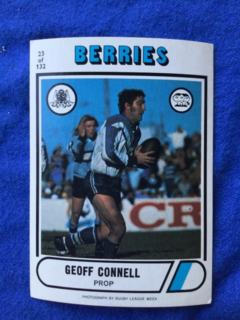 1976 SCANLENS RUGBY League Trade Card #23 Geoff Connell Berries footy ...