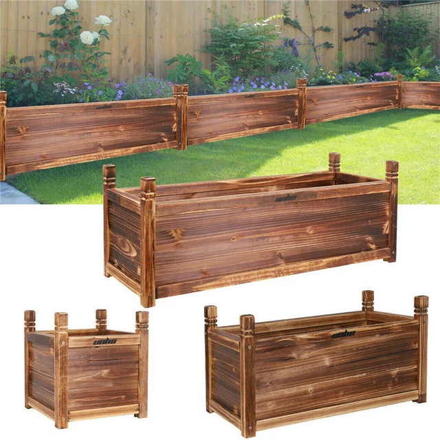Wooden Raised Flower Bed Outdoor Vegetable Planter Pot Garden Bed