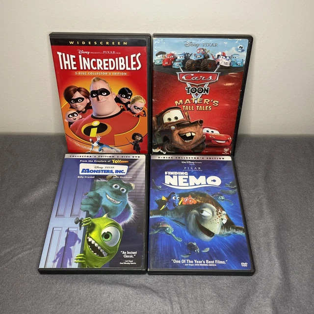 DISNEY PIXAR DVDS 4 Lot Finding Nemo Cars Toons The Incredibles ...