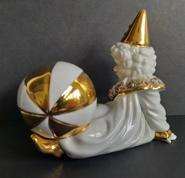 VINTAGE CAPODIMONTE CLOWN Limoges R.G. Ogetti Porcelain Swarovski ...