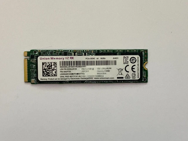 LENOVO/UNION MEMORY 512GB SSD M.2 2280 PCIe Gen 3 x4 NVMe SSS0L25153 £ ...