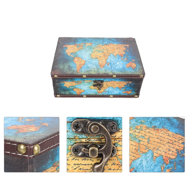 ANTIQUE WORLD MAP Treasure Chest - Kids' Wooden Storage Box £24.39 ...