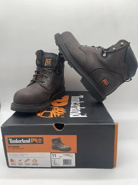 TIMBERLAND PIT BOSS 6" Mens STEEL TOE TB033034-214 Brown Leather Work ...