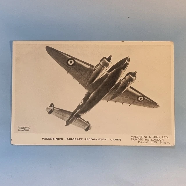 WW2 AIRCRAFT RECOGNITION Postcard C1940 RAF Lockheed Vega Ventura ...