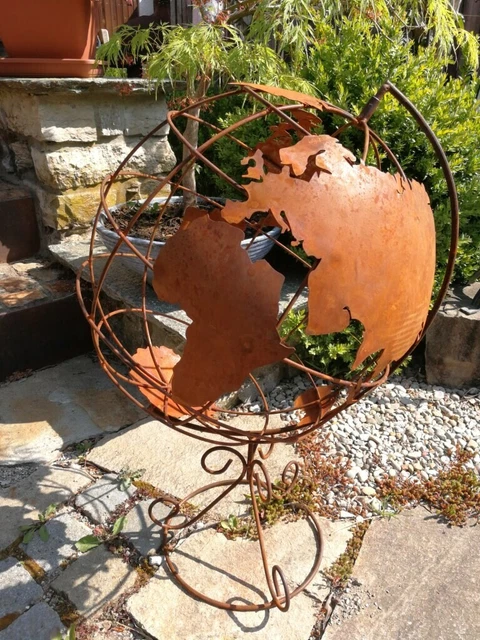 EDELROST WELTKUGEL GARTENDEKO Rost Globus Weltkarte Rostkugel Dekokugel ...
